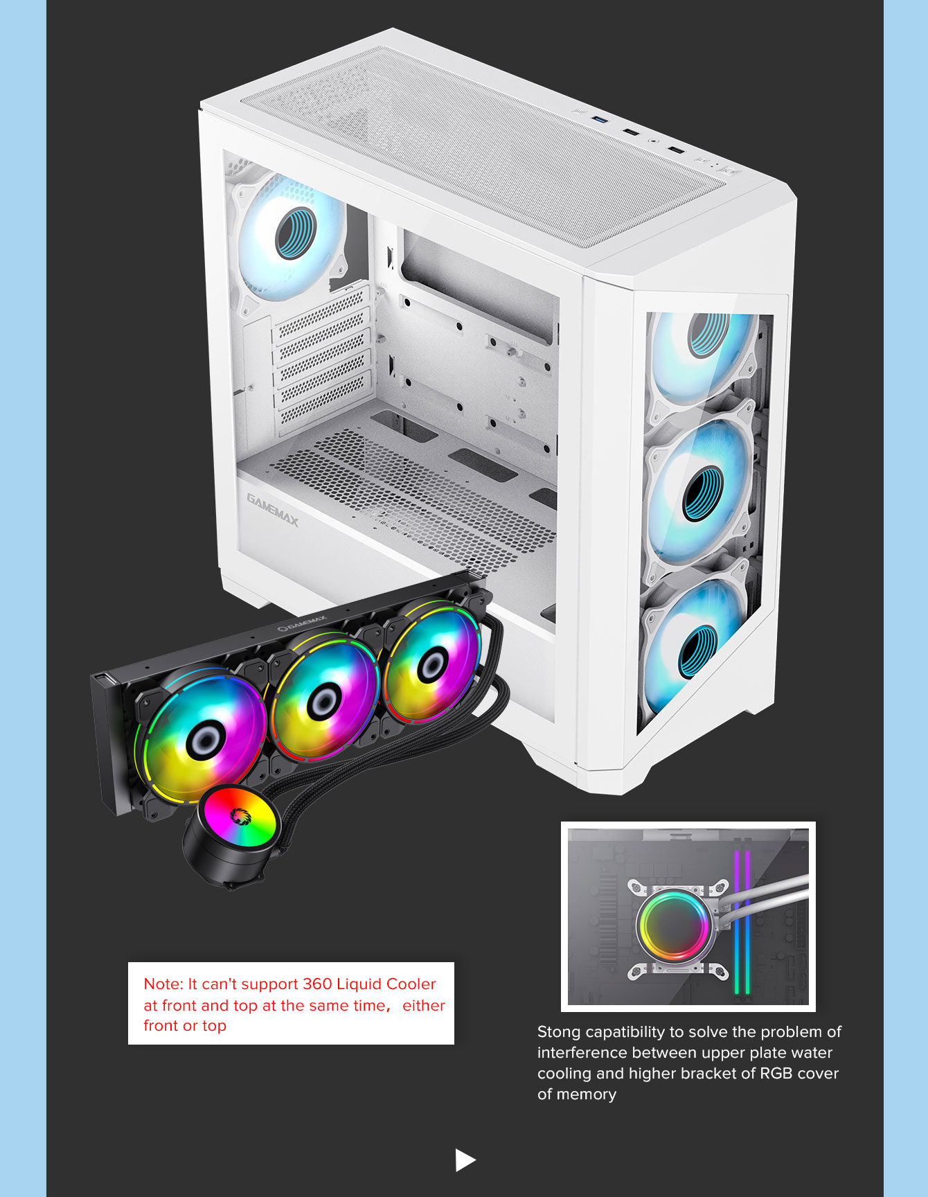 Gamemax Destroyer TGW White USB3.0 Tempered Glass Micro ATX Tower Gaming Computer Case w/Dual ...